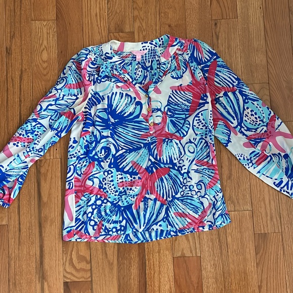 Lilly Pulitzer | Tops | Lilly Pulitzer Silk Elsa Top Starfish Pattern ...